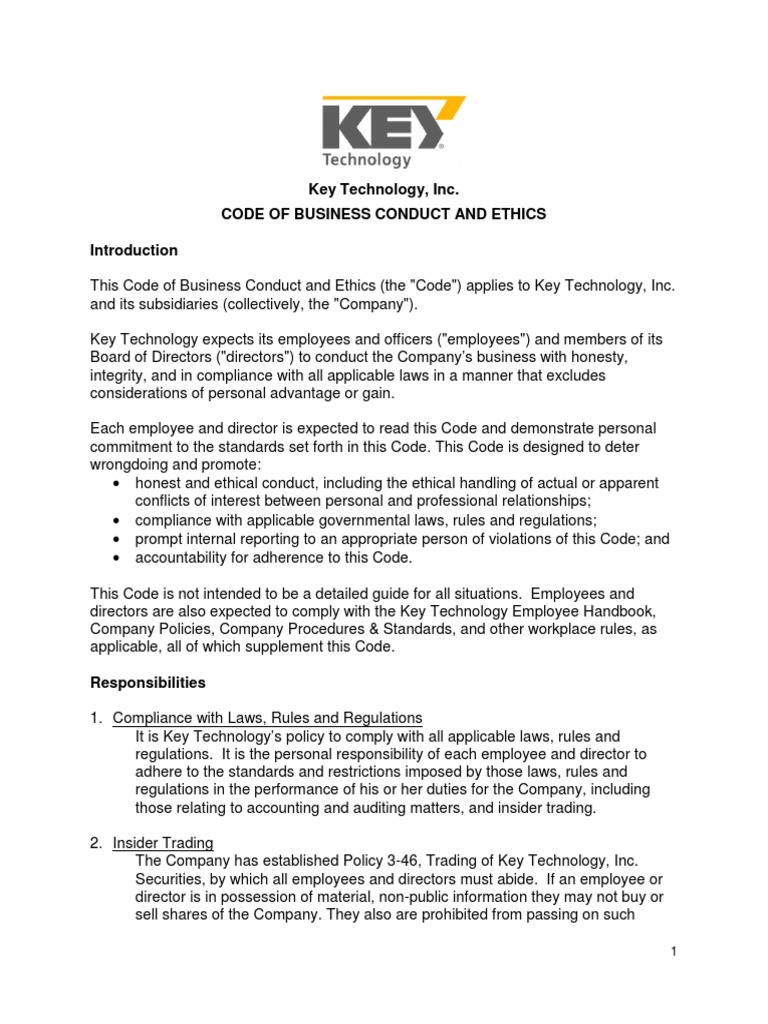 Code of Business Conduct and Ethics | PDF | Conflict Of Interest ...