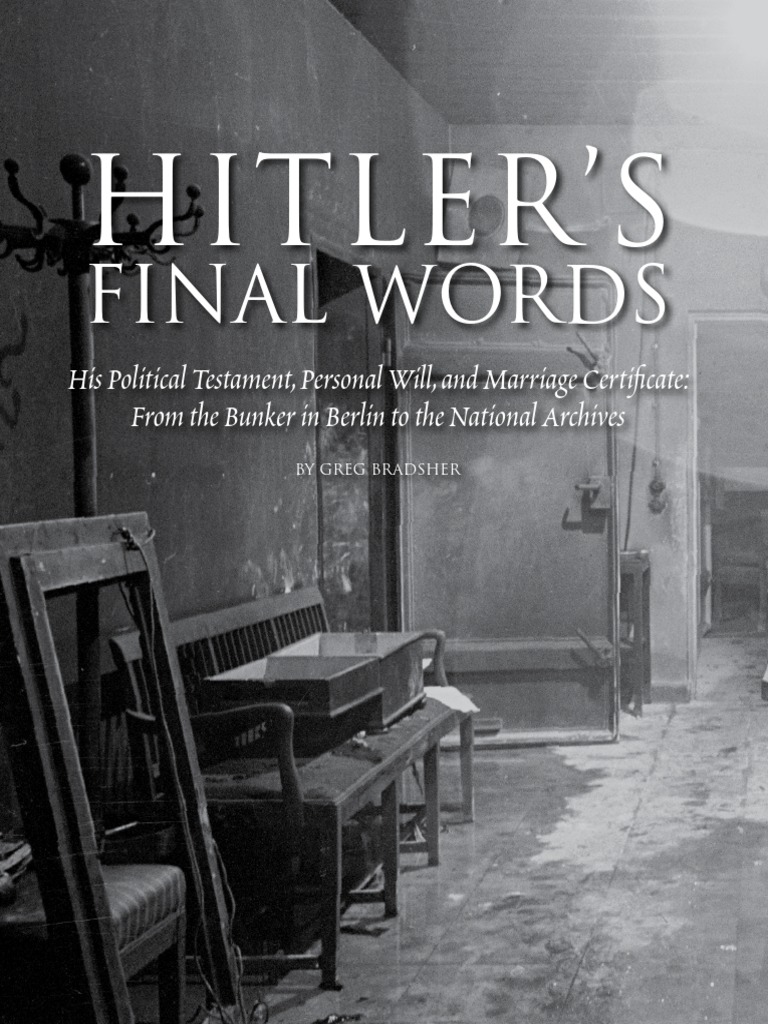 Hitler's Final Will and Political Testament | PDF | Joseph Goebbels ...