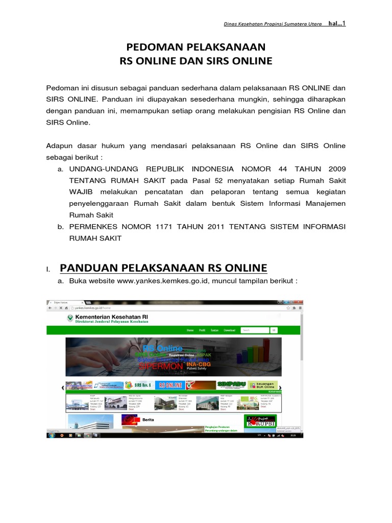 Panduan Pelaksanaan Sirs Online | PDF