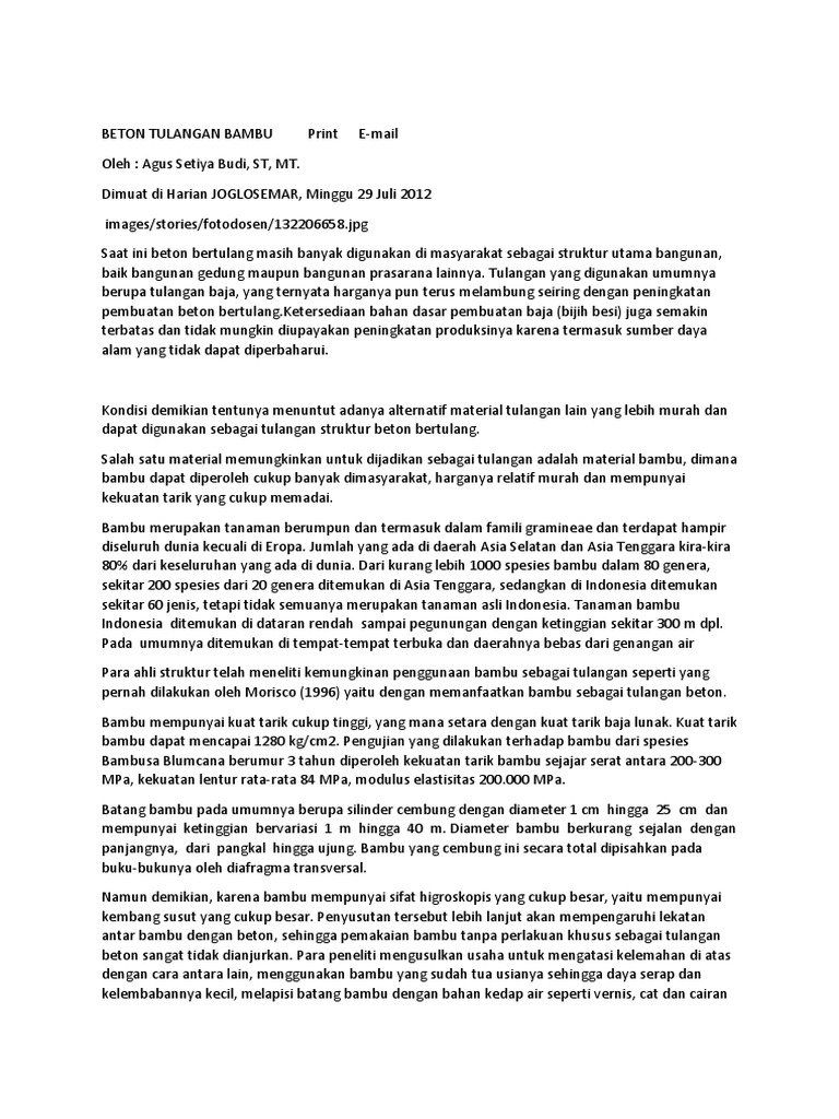 Beton Tulangan Bambu | PDF