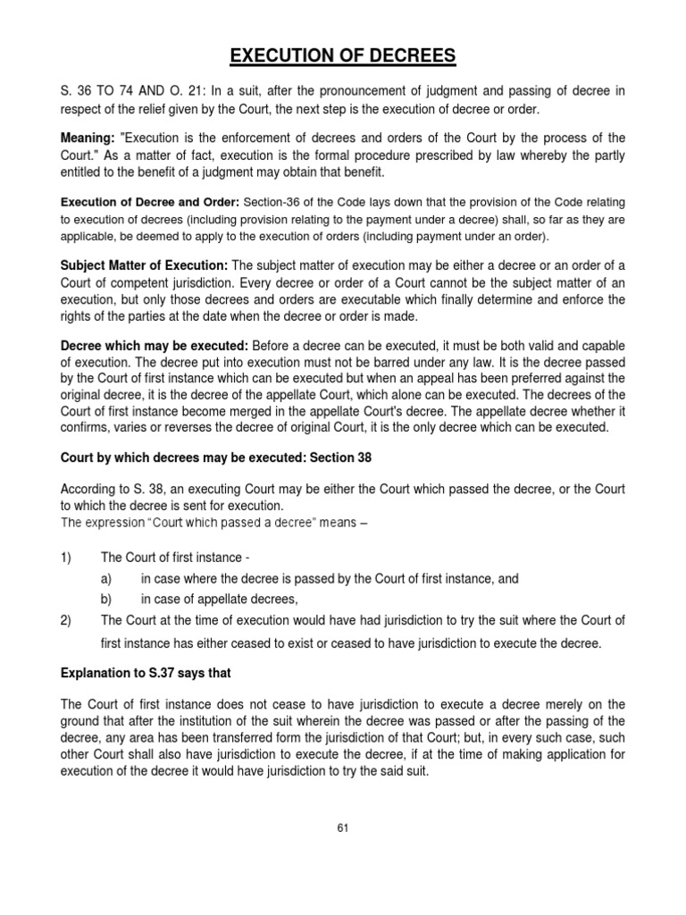 EXECUTION OF DECREES.docx | Judgment (Law) | Decree | Free 30-day Trial ...