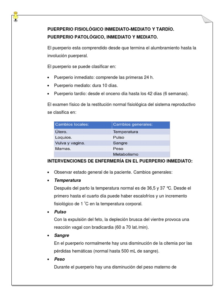 Cuidados En El Puerperio Fisiológico Pdf Periodo Posparto Parto