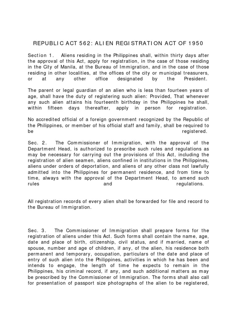 Alien Registration Act 1950 | PDF | Alien (Law) | Criminal Record