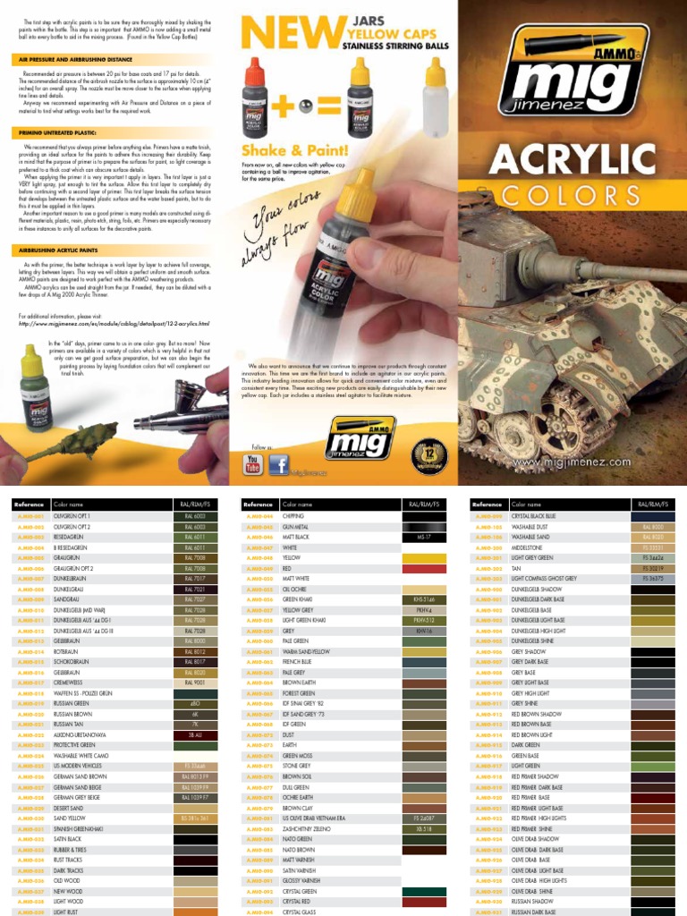 MiG AMMO Acrylic Paint Chart | PDF | Paint | Art Media