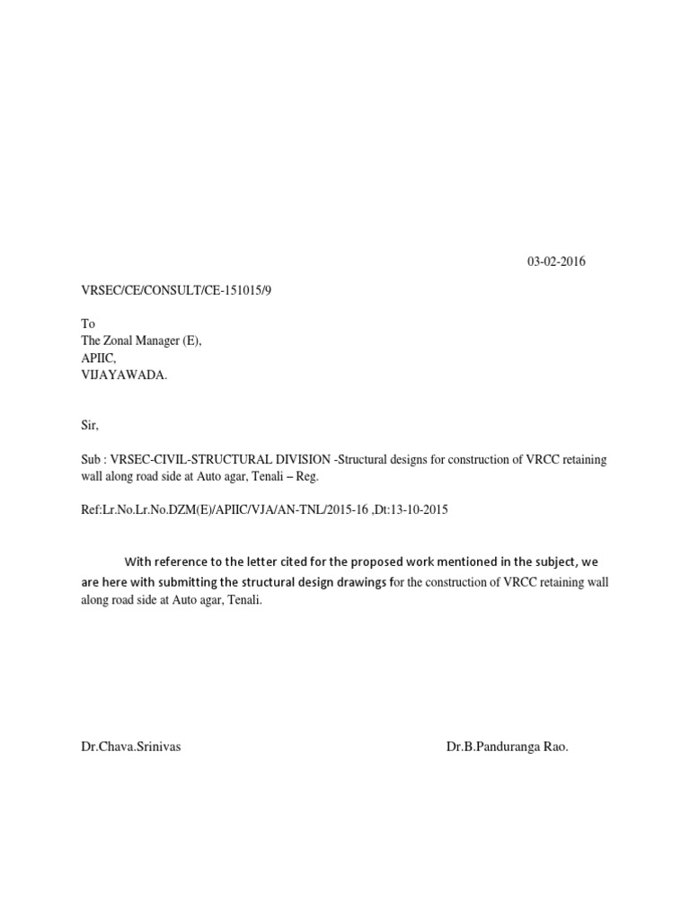 With Reference To The Letter Cited For The Proposed Work Mentioned in ...