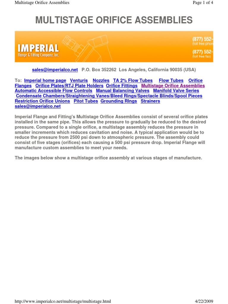 Multistage Orifice Assemblies | PDF