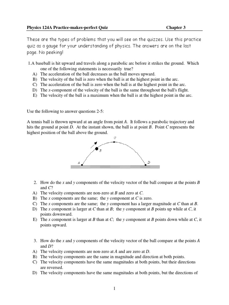Projectile Multiple Choice | PDF | Trajectory | Euclidean Vector