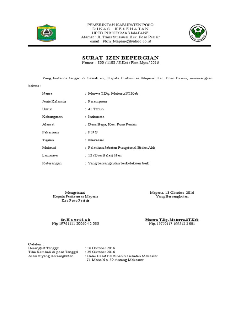 Surat Izin Bepergian | PDF