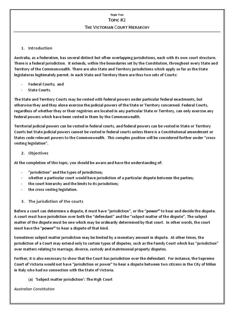 The Victorian Court Hierarchy | High Court Of Australia | Jurisdiction