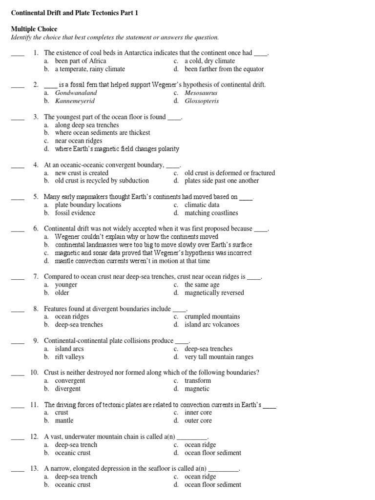 Continental Drift and Plate Tectonics Part 1 | PDF | Plate Tectonics ...