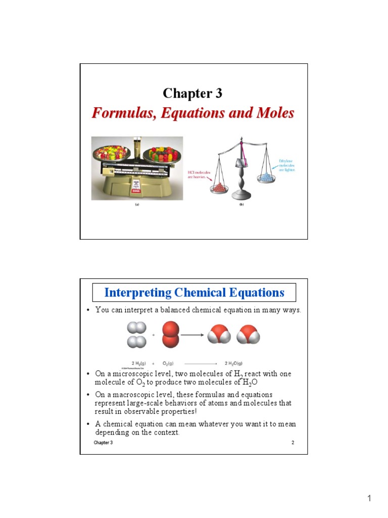 Moles and Chemical Equations Explained | PDF | Mole (Unit) | Molecules