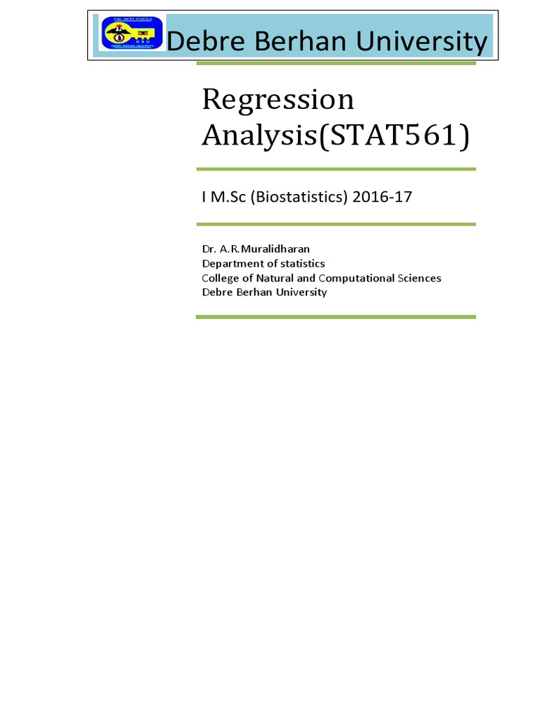 Regression Analysis Cover Page | PDF