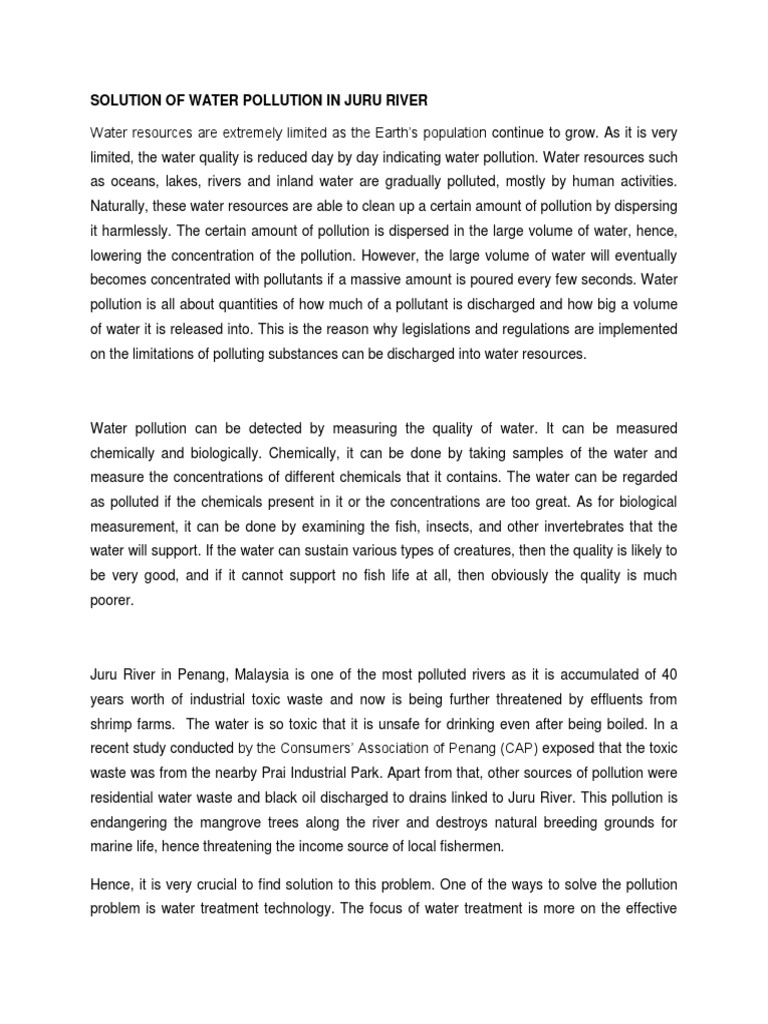 Solution and Conclusion of Water Pollution in Juru River | Adsorption ...