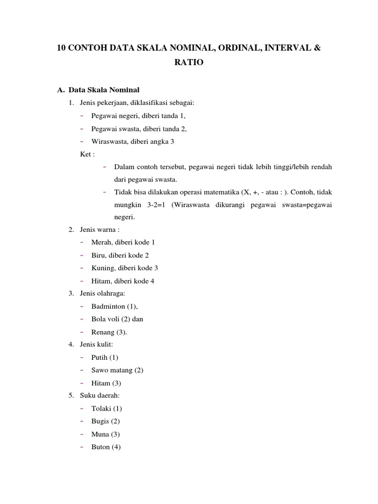 Contoh Data Skala Ukur Statistik | PDF