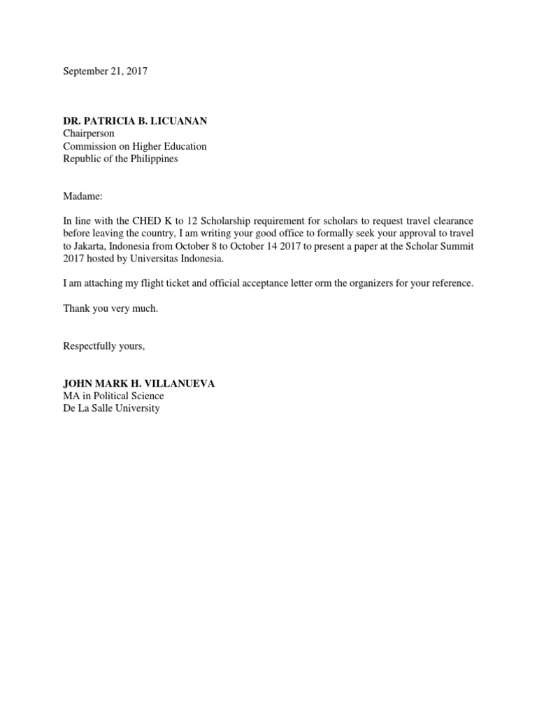 Letter To CHED Indonesia | PDF