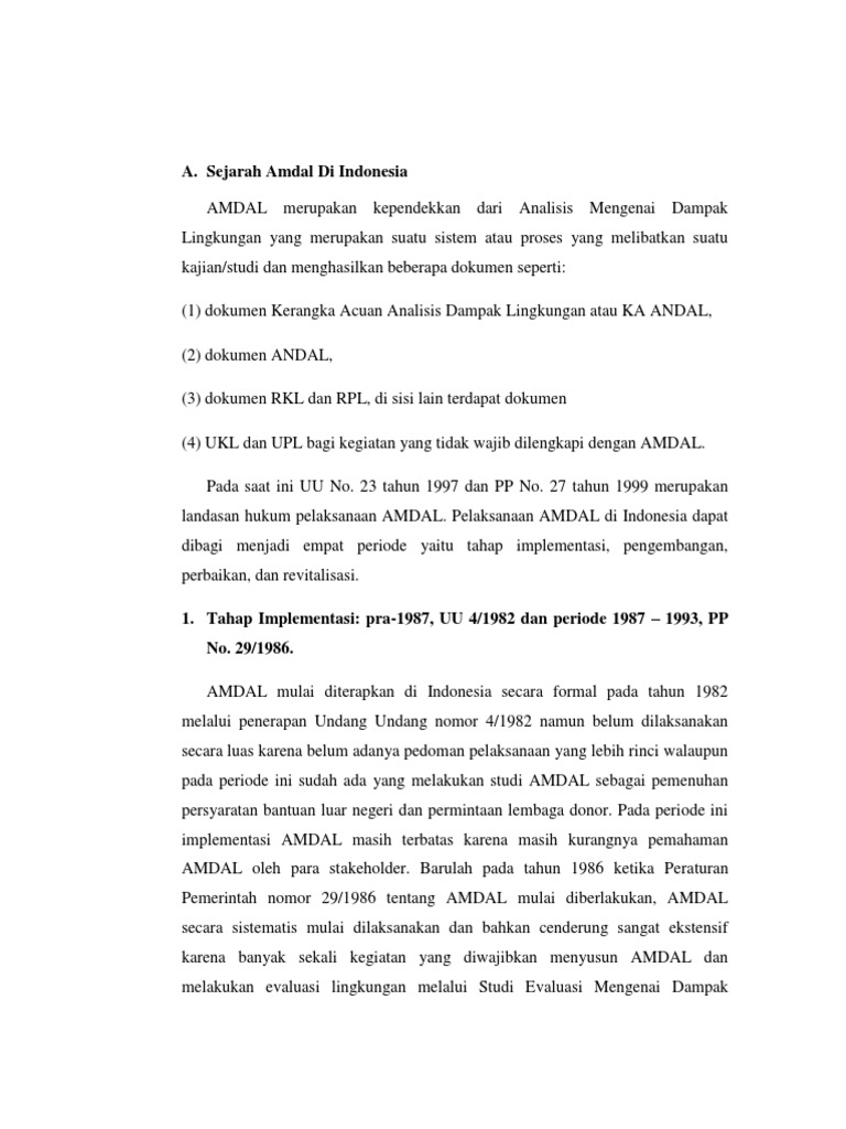 Sejarah Amdal Di Indonesia | PDF