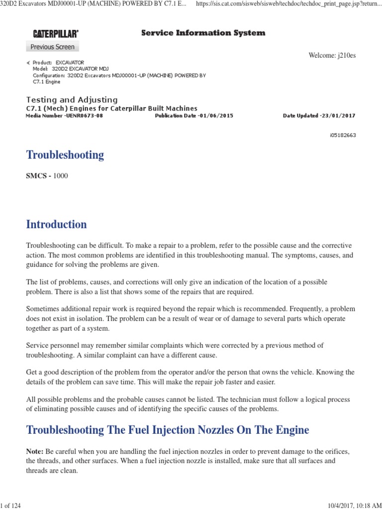 320D2 Troubleshooting2 | PDF | Troubleshooting | Internal Combustion Engine