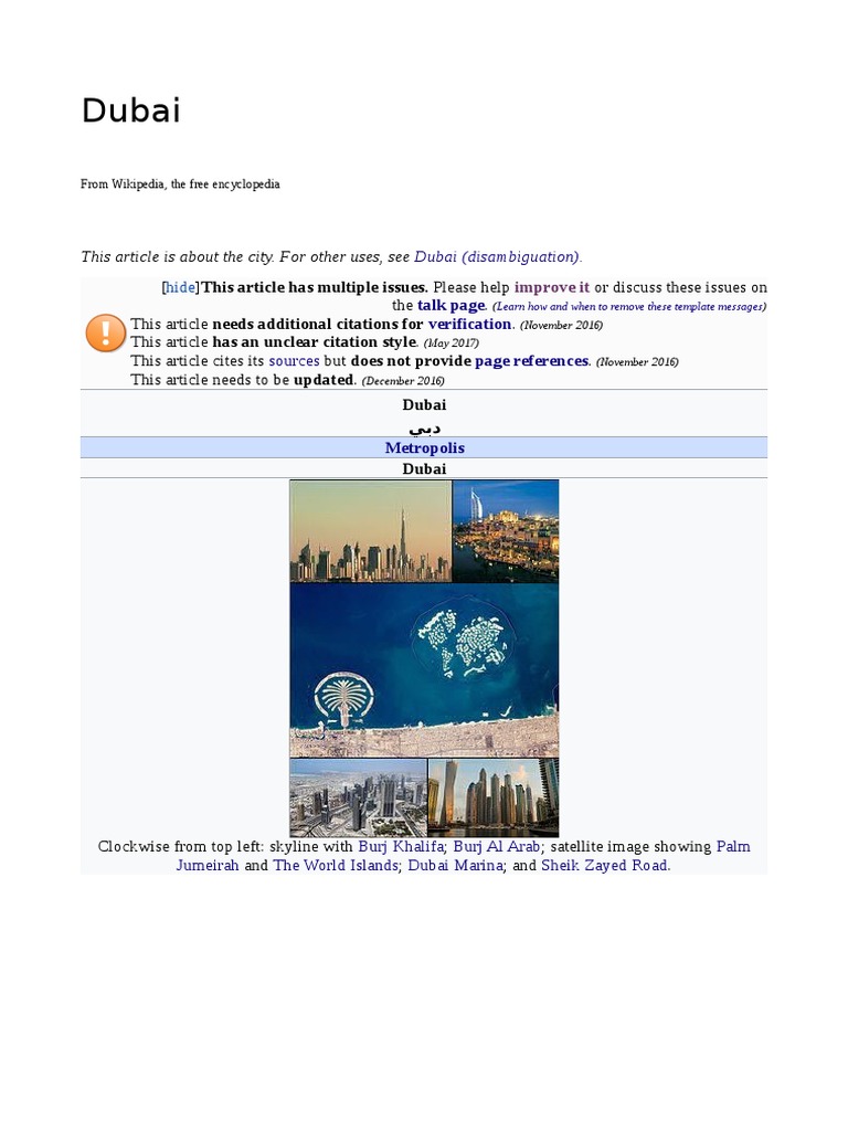Dubai: This Article Is About The City. For Other Uses, See | PDF ...
