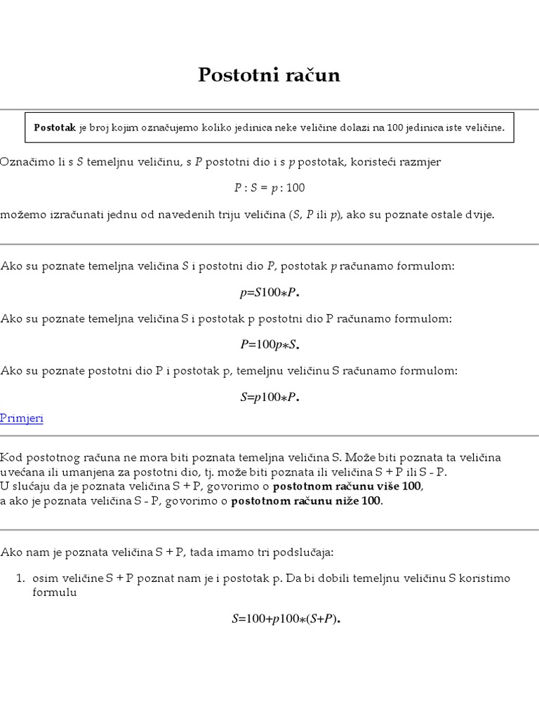 Postotni Račun | PDF