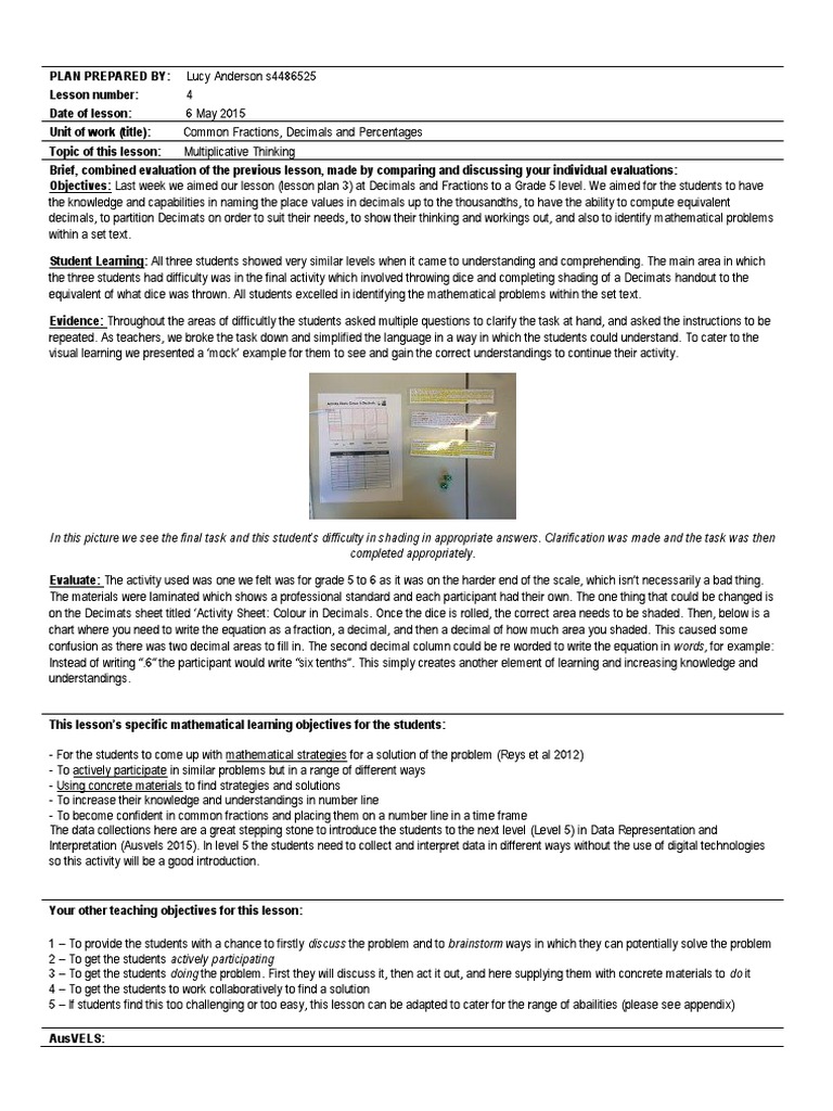 Lesson Plan 2 | PDF | Decimal | Lesson Plan