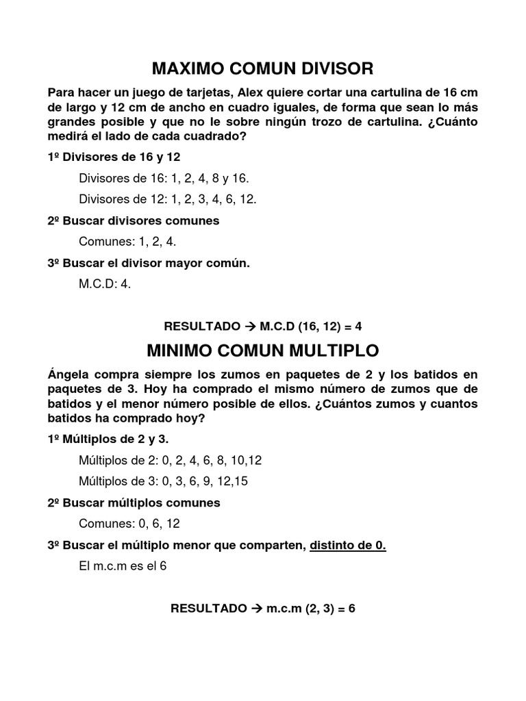 MCM MCD | PDF | Teoría de los números | Matemática Elemental