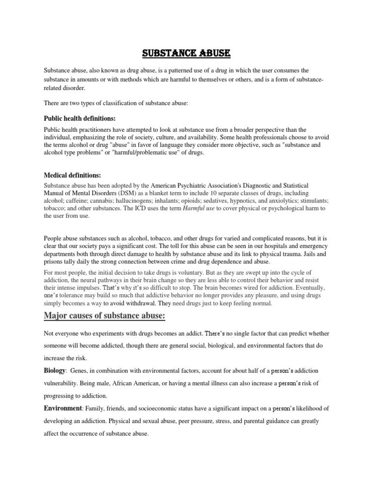 Substance Abuse: Public Health Definitions | PDF | Substance Abuse ...