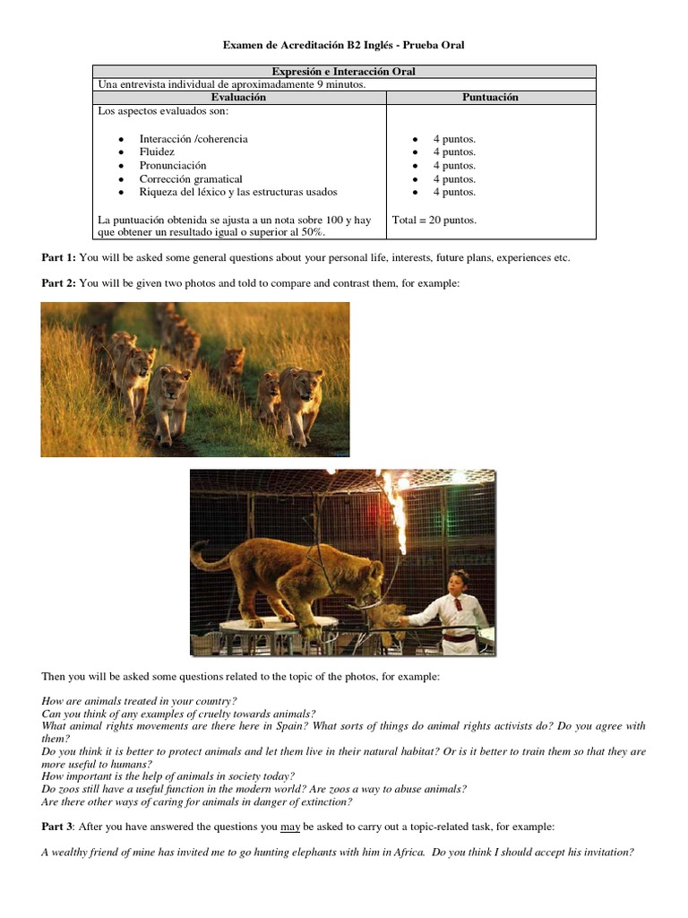 Ejemplo Prueba Oral B2 Ingles | PDF