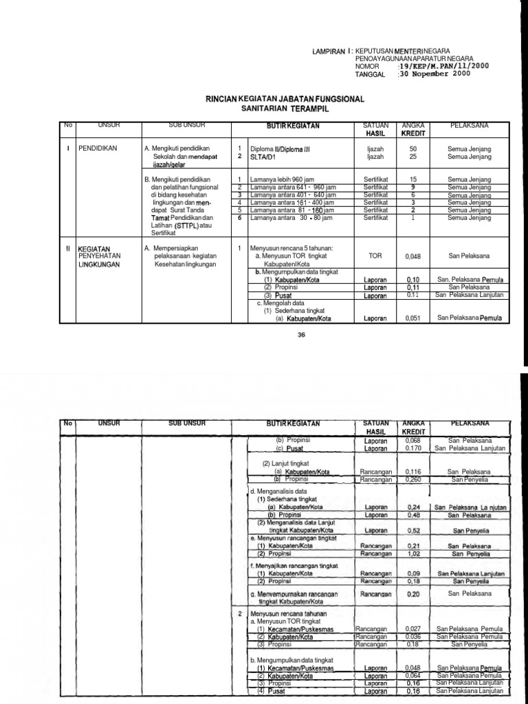 Rincian Kegiatan Sanitarian PDF | PDF