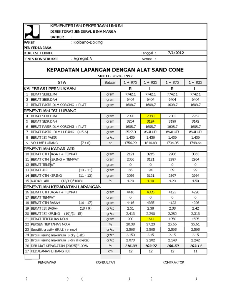 Sand Cone Aggregate A & B | PDF