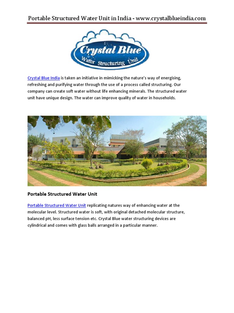 Portable Structured Water Unit in India | PDF