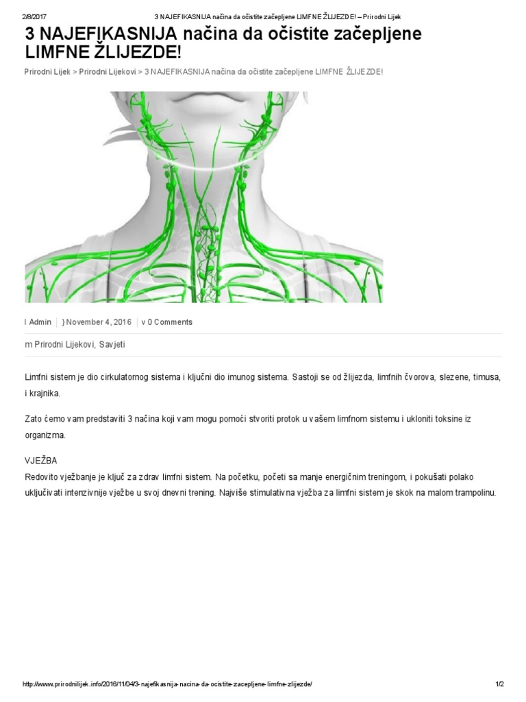 3 NAJEFIKASNIJA Načina Da Očistite Začepljene LIMFNE ŽLIJEZDE ...