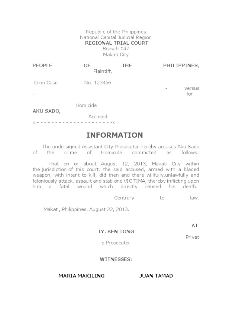 Information For Homicide | PDF