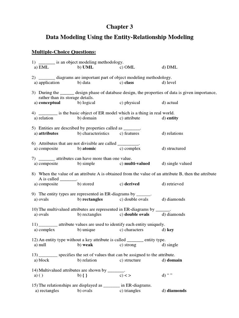 QA Chapter3 | PDF | Conceptual Model | Database Design