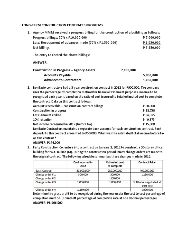 Long Term Construction Contracts | PDF | Cost | Business Economics