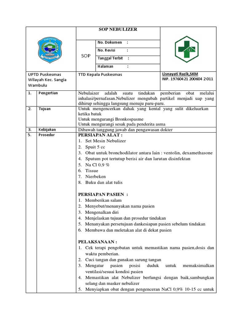 Sop Nebulizer | PDF
