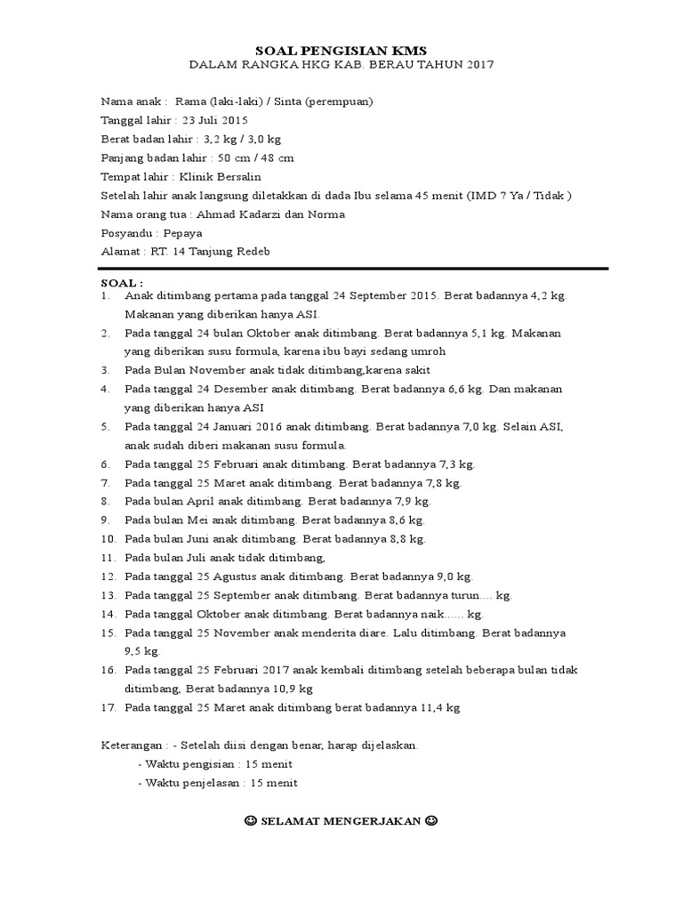 Soal Pengisian Kms | PDF | Pengembangan Diri | Kesehatan Holistik