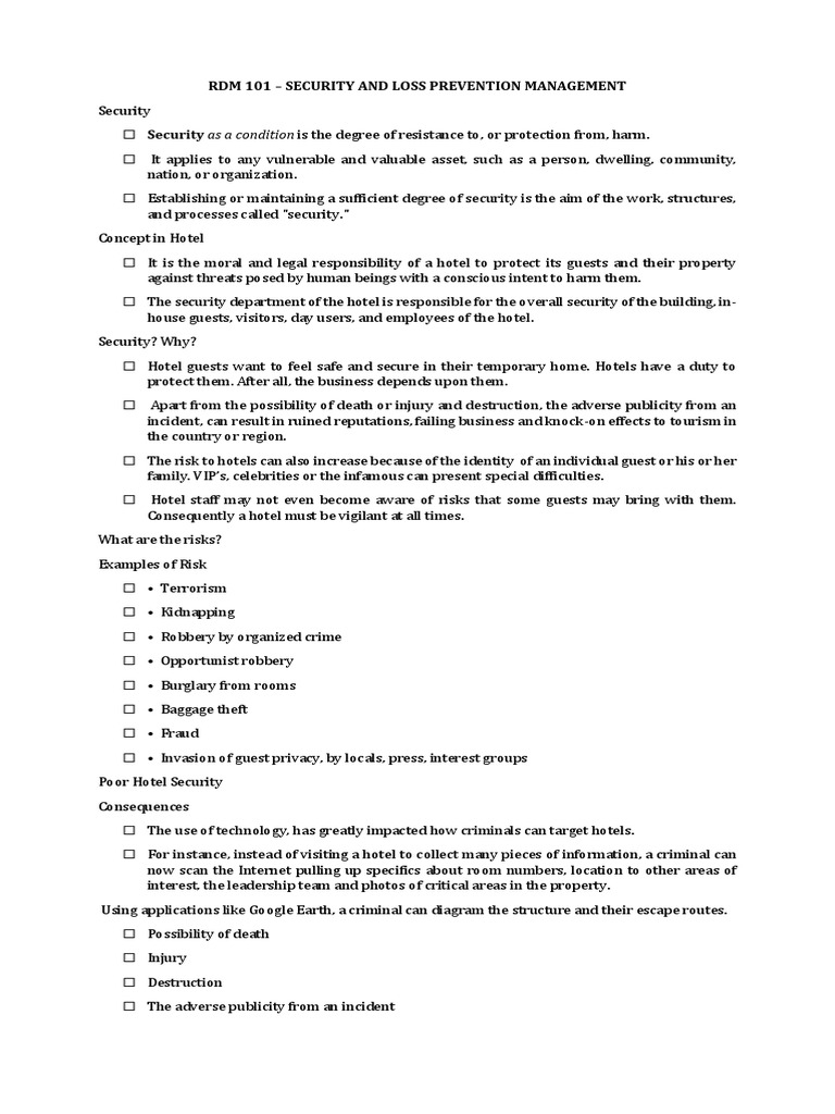 RDM 101 - Security and Loss Prevention Management | Download Free PDF ...