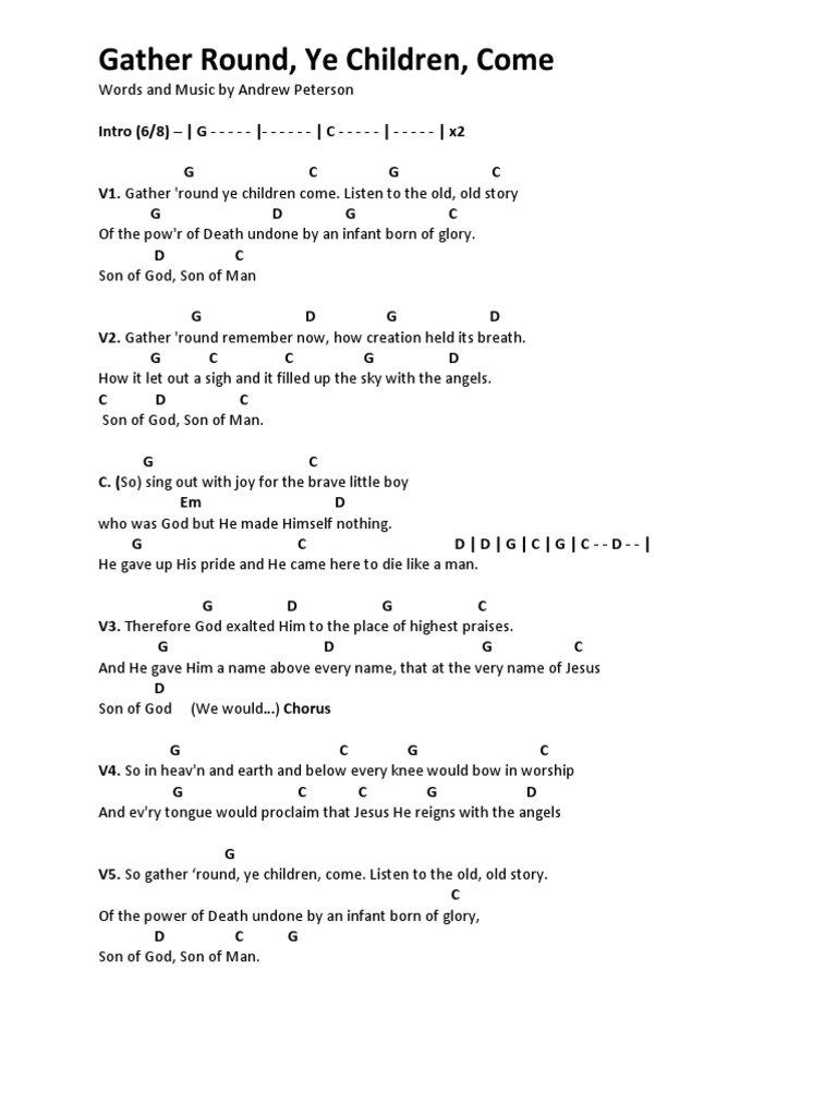 Gather Round, Ye Children, Come Lyrics | PDF