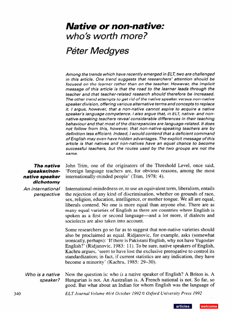 Native or Non Native PDF | PDF | English As A Second Or Foreign ...