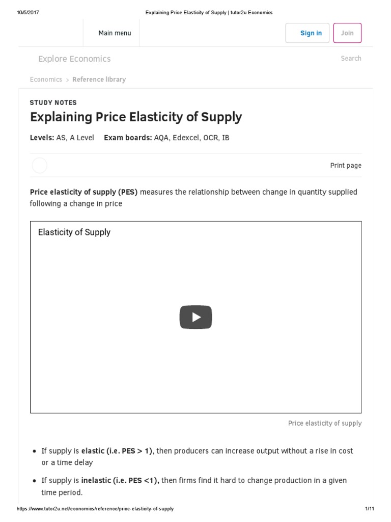 Understanding Price Elasticity of Supply | PDF | Price Elasticity Of ...