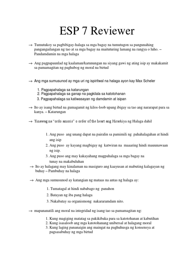 ESP 7 Reviewer | PDF