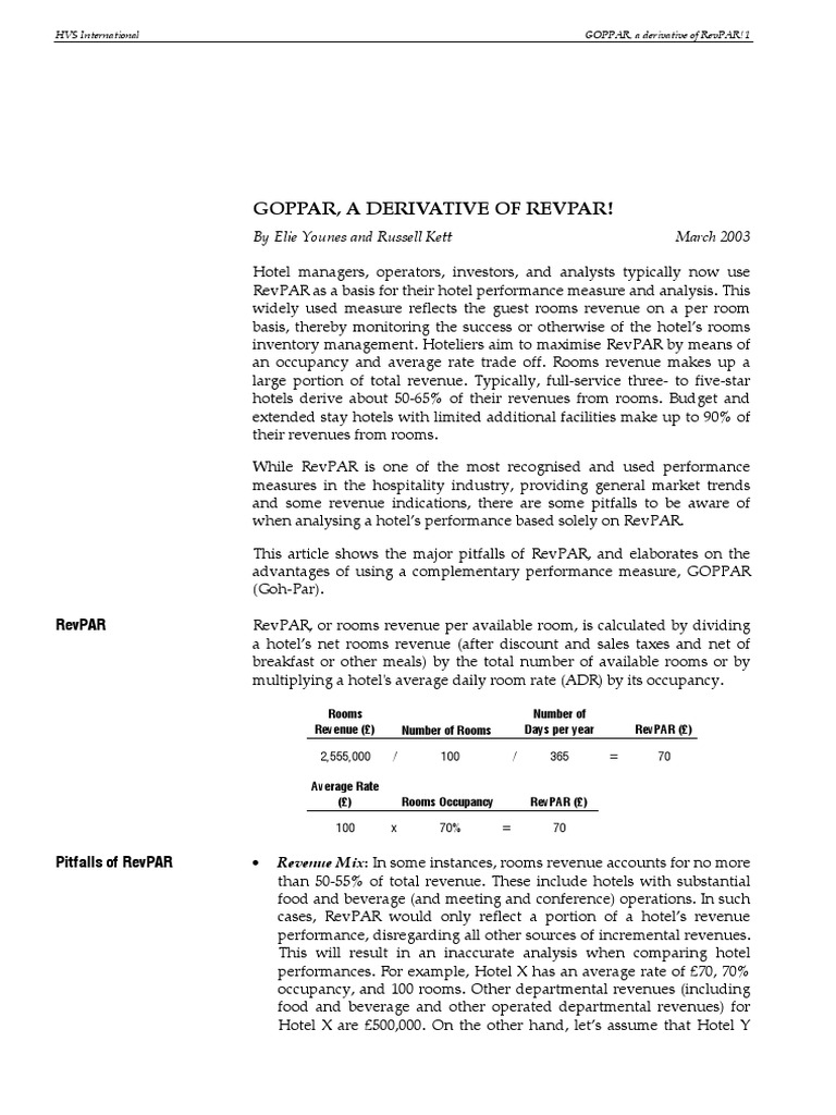 Understanding GOPPAR in Hotel Metrics | PDF | Revenue | Valuation (Finance)
