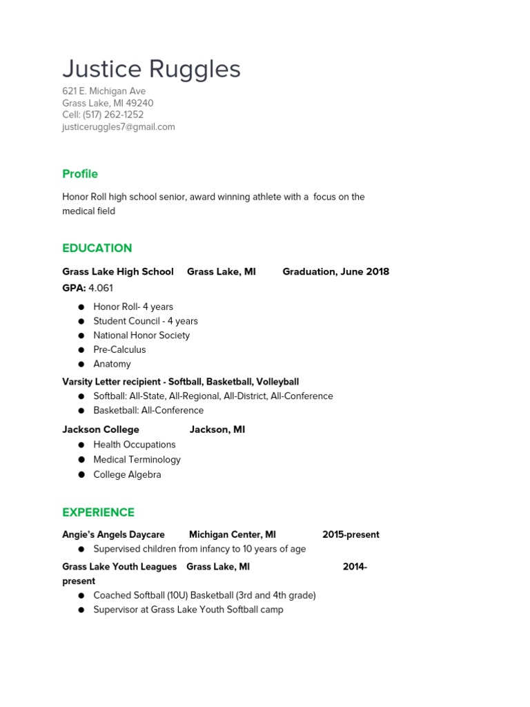 High School Senior: Athlete & Medical Focus | PDF | Sports & Recreation ...