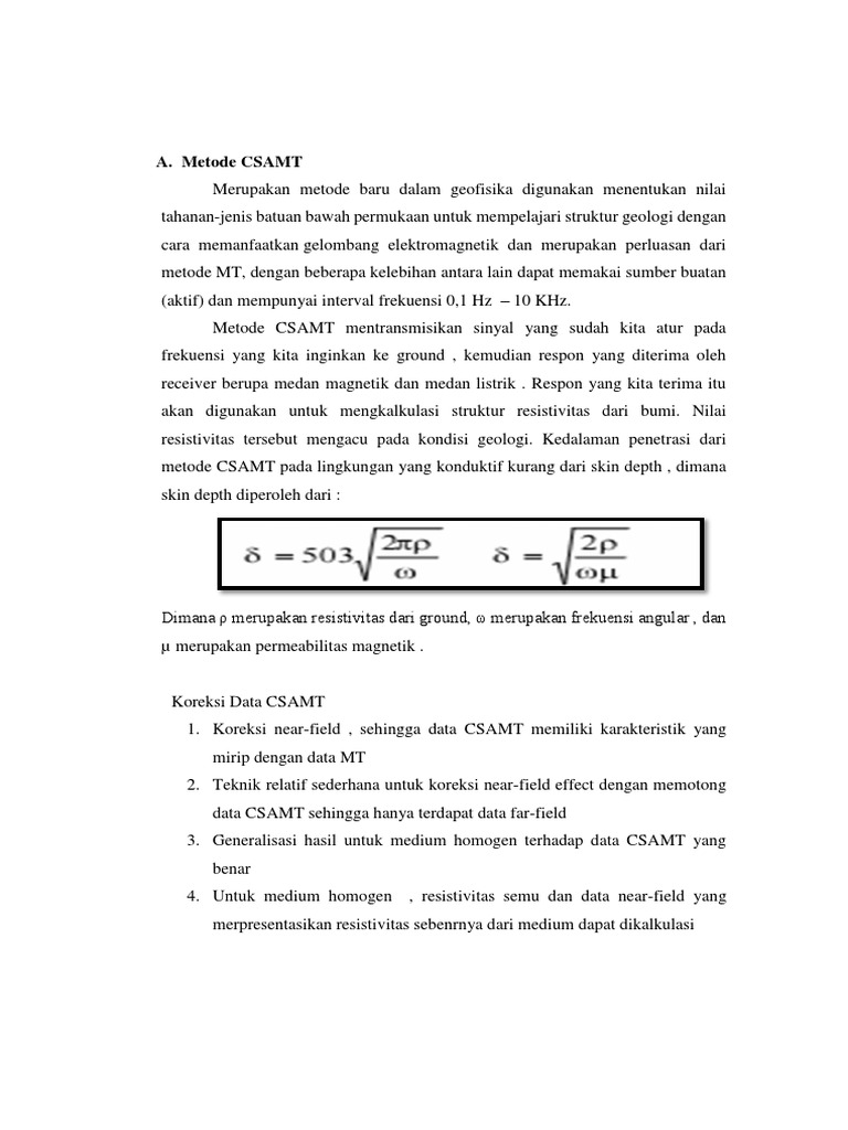Tugas II Perbedaan Metode Geofisika CSAMT-VLF-IP | PDF