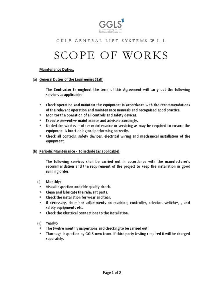 Routine Maintenance Scope of Works | Safety | Industries | Free 30-day ...