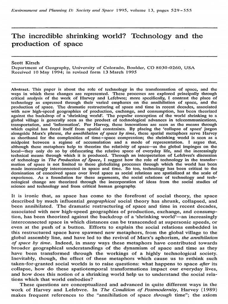 The Incredible Shrinking World? Technology and The Production of Space ...
