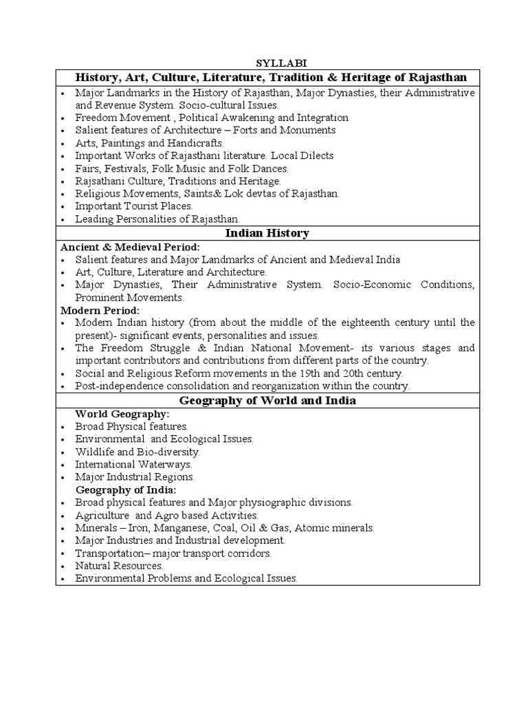 Ras Pre Syllabus | PDF | Constitution | Economies