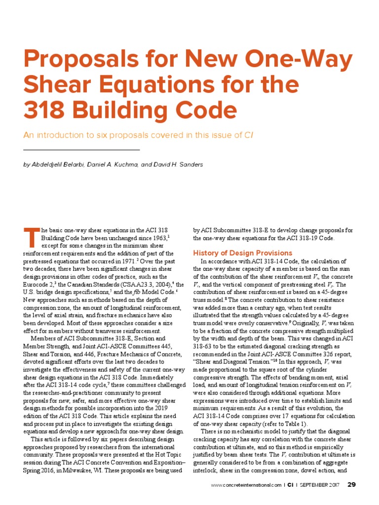 Proposals For New One-Way Shear Equations For The 318 Building Code ...