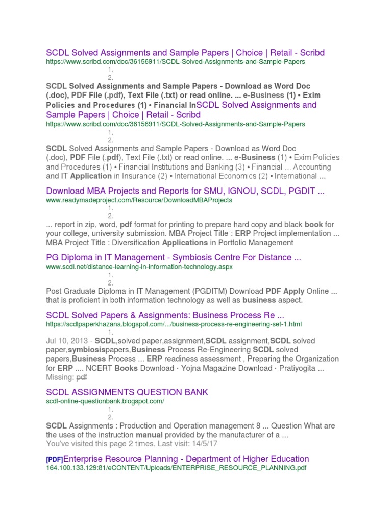 SCDL Solved Assignments and Sample Papers on ERP Implementation | PDF | Enterprise Resource ...