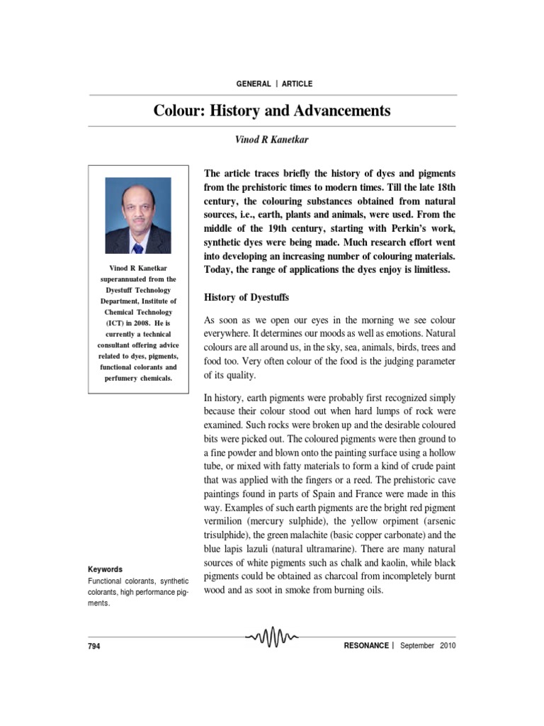 Colour History and Advancements | PDF | Fluorescence | Pigment